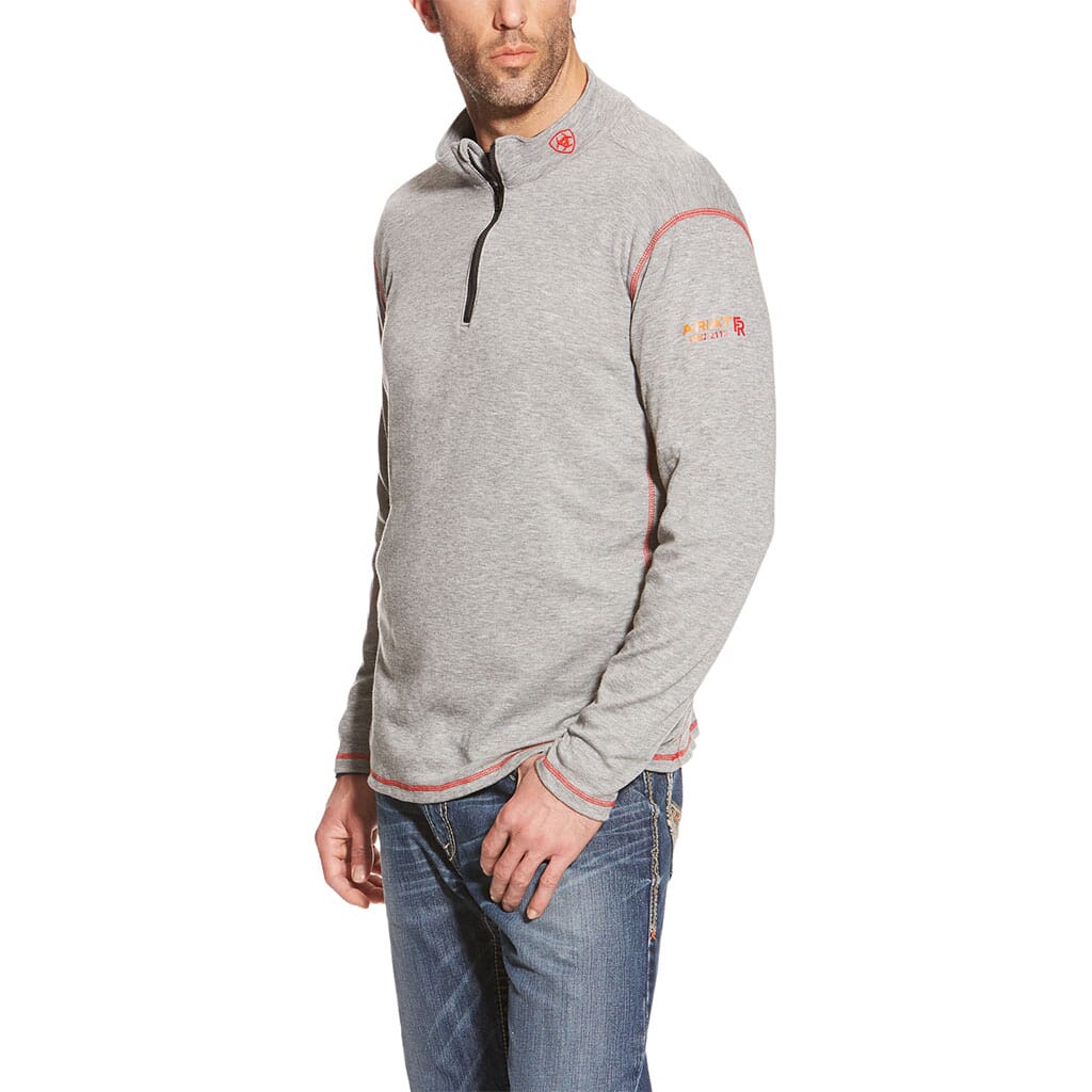 Ariat Men's FR Polartec 1/4 Zip Top - Light Gray | elliottsboots