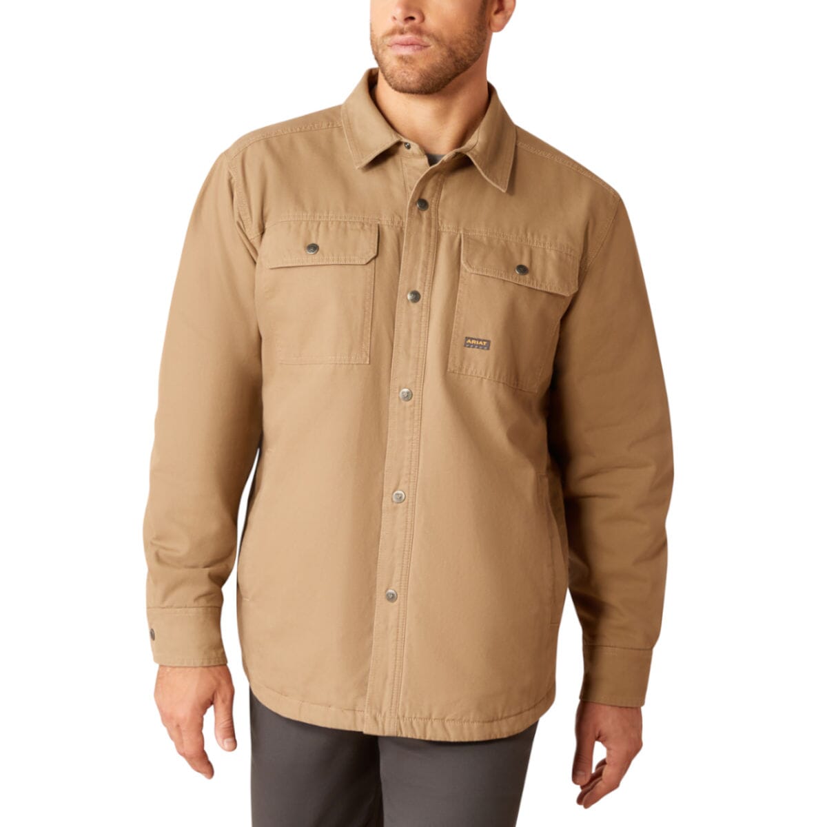 Ariat Men's Rebar Canvas Shirt Jacket - Khaki | elliottsboots