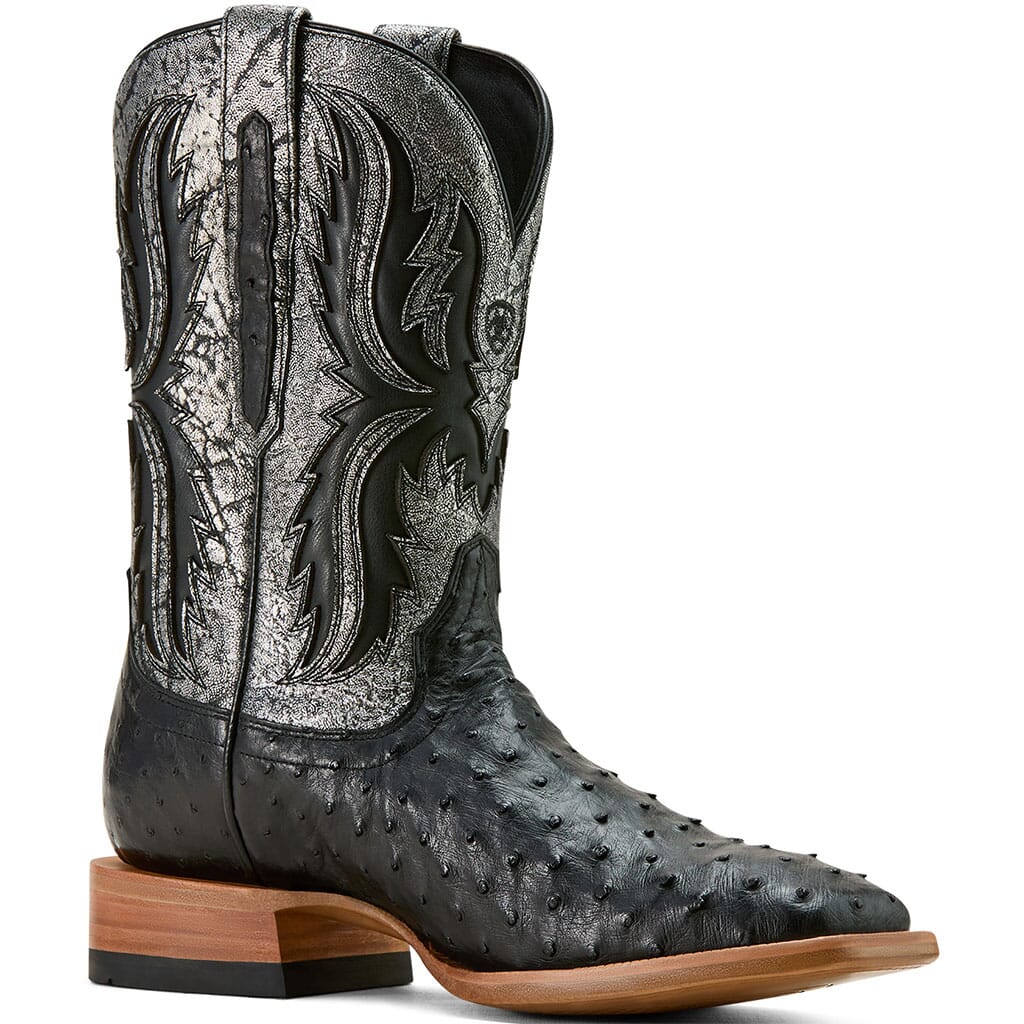 Ariat Men's Drifter Full Quill Ostrich Western Boots - Black/Silver ...