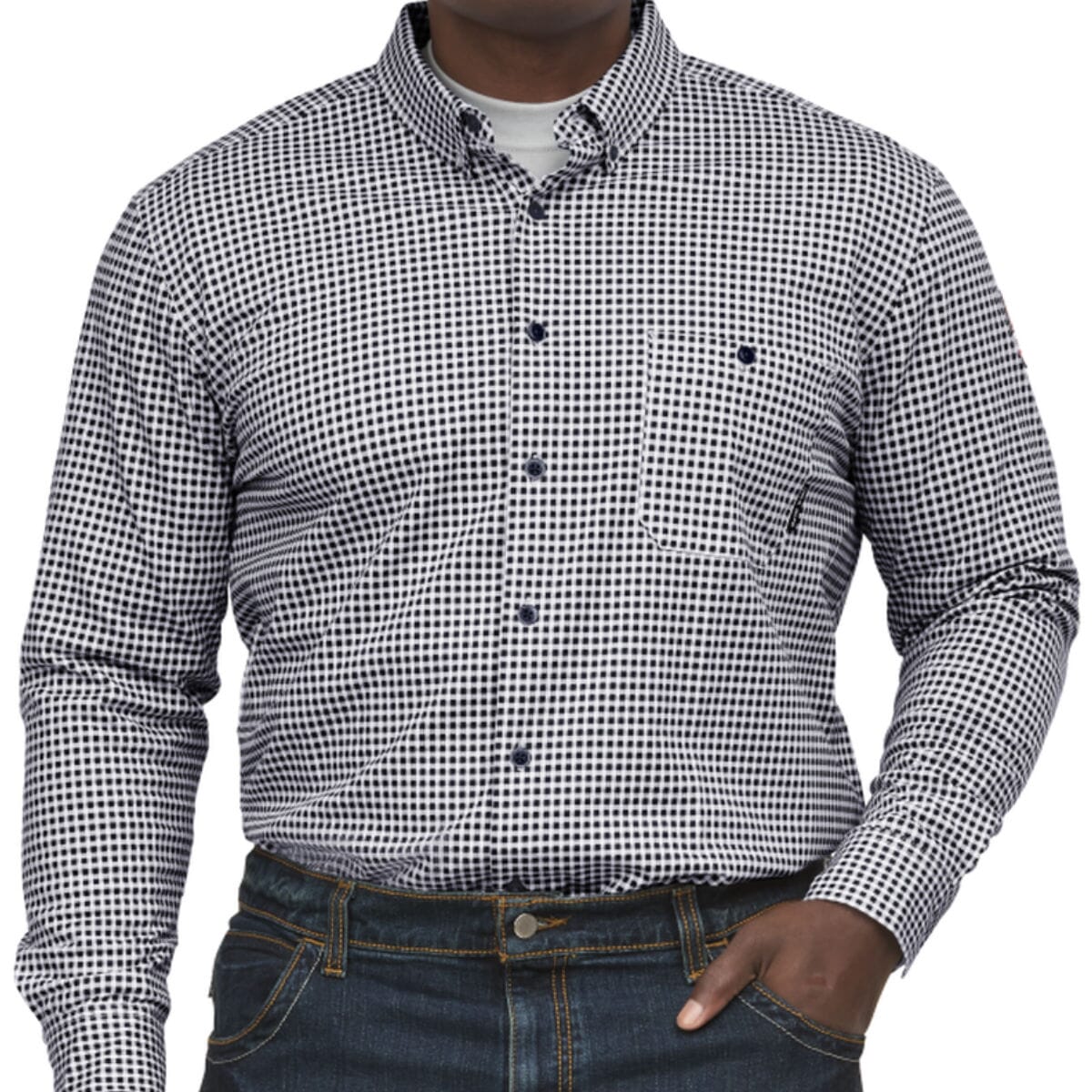 Bulwark Men's FR CAT 2 Flex Knight Button Down Shirt - Navy Checker ...