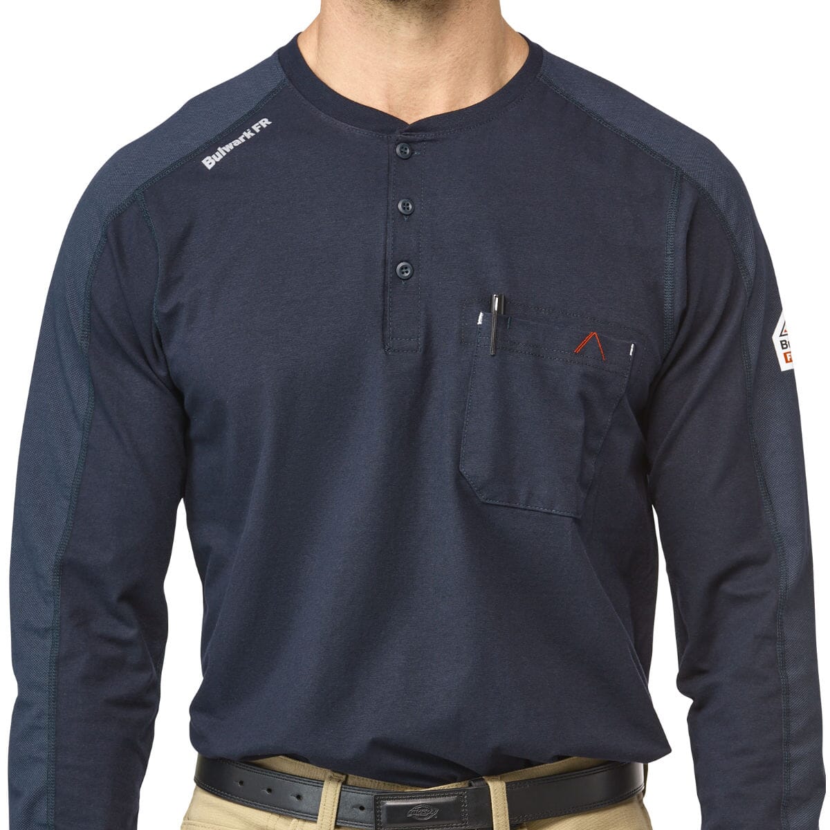 Bulwark Men's FR CAT 2 Flex Knight Henley - Navy | elliottsboots