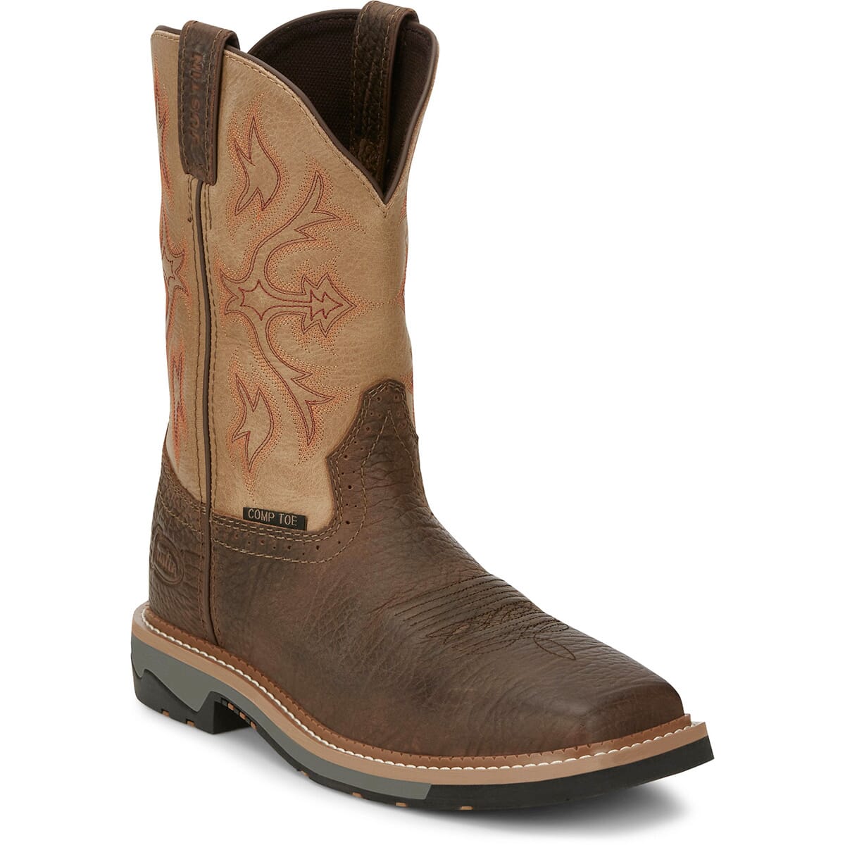 Justin Original Men's Bolt 11" Comp Toe Safety Boots - Buff | elliottsboots
