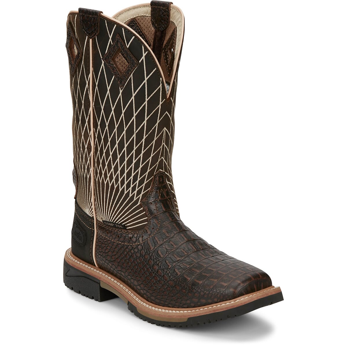 JOW Men's Derrickman 12" Composite Toe Safety Boots - Brown Croc Print ...