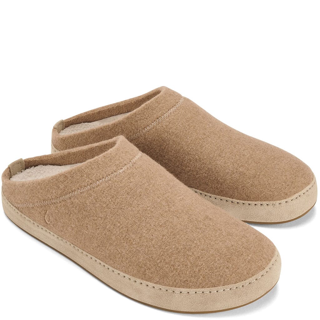 Olukai Men's Hamani Hulu Wool Mule Slippers - Oatmeal | elliottsboots