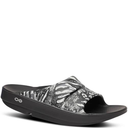 OOFOS Unisex OOAHH Luxe Slide Sandals - Black Combo Camo | elliottsboots