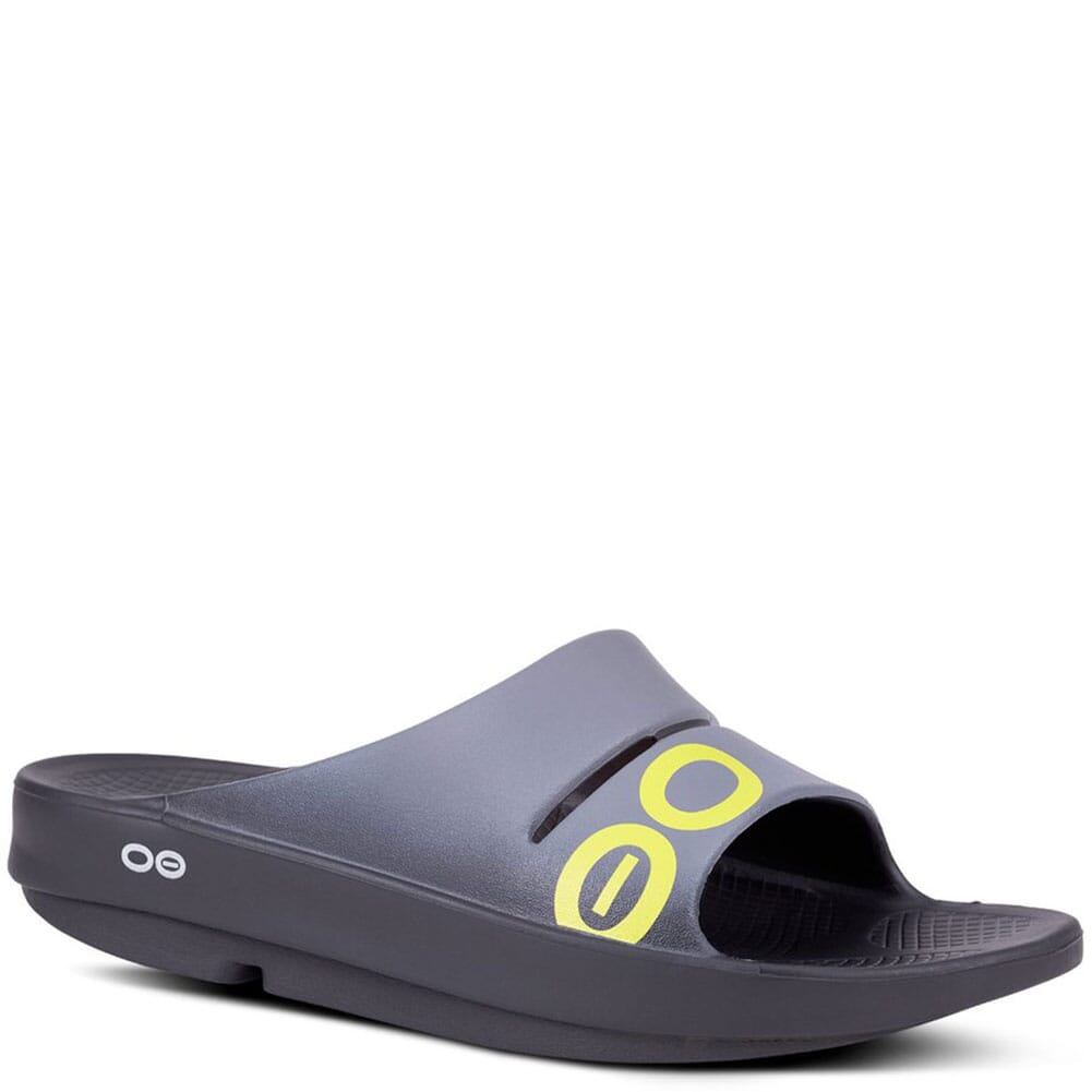 Oofos Unisex OOAHH Sport Slides - Black/Grey | elliottsboots