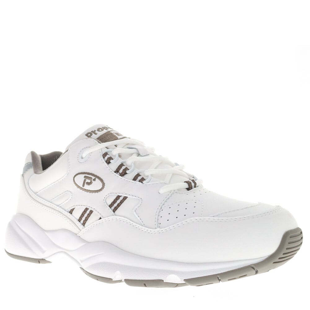 Propet Men's Stability Walker Athletic Shoes - White/Taupe | elliottsboots