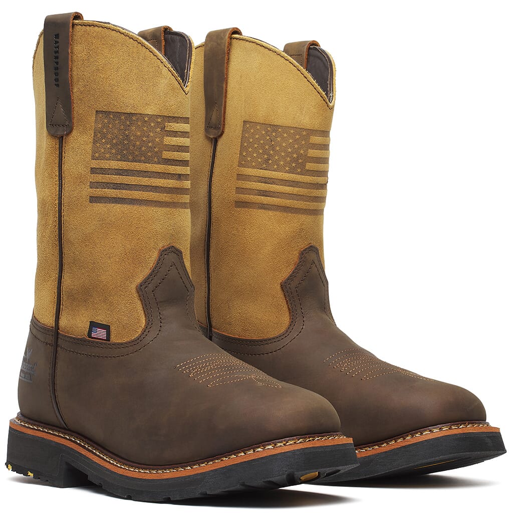 Thorogood Men's Western Work 11" Work Boots - Tan Flag | elliottsboots